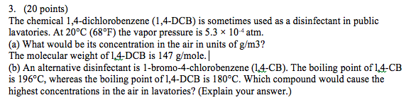 Solved The chemical 1,4-dichlorobenzene (1 ,4-DCB) is | Chegg.com