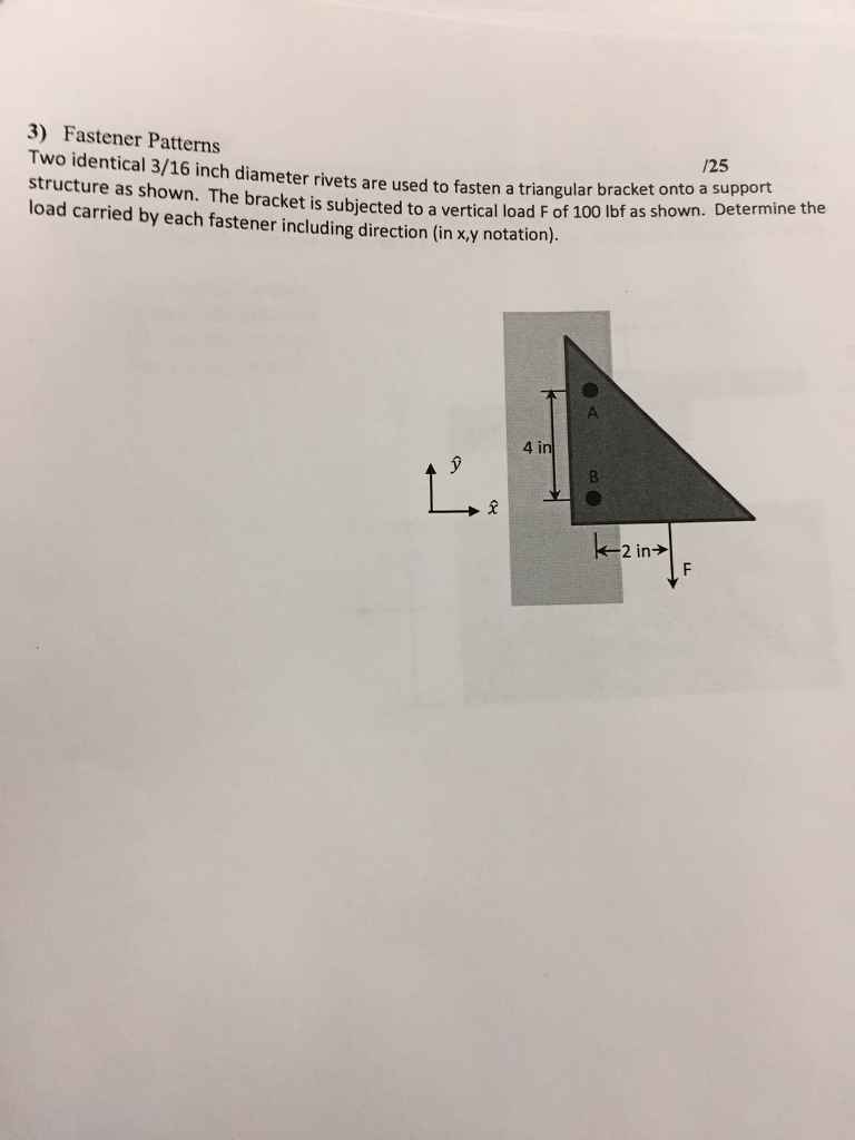Solved Fastener Patterns Two identical 3/16 inch diameter | Chegg.com