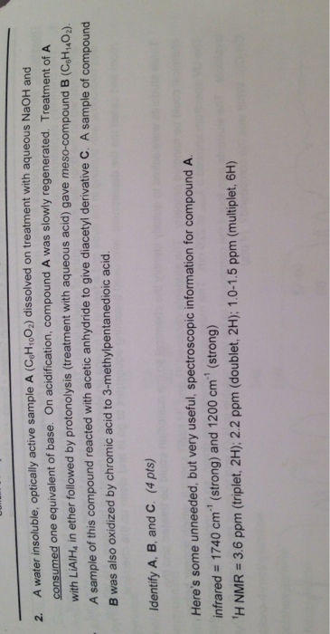 Solved A water insoluble, optically active sample A | Chegg.com Solved A water insoluble, optically active sample A | Chegg.com