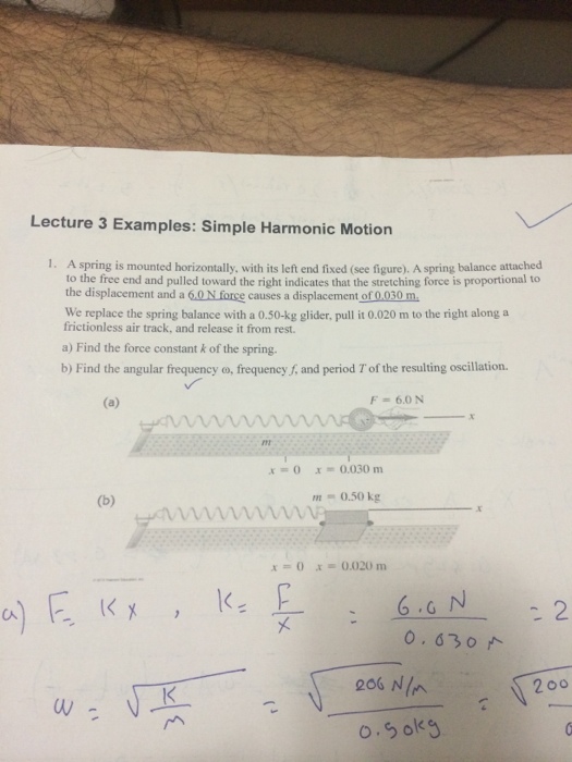 Solved Lecture 3 Examples: Simple Harmonic Motion A spring | Chegg.com