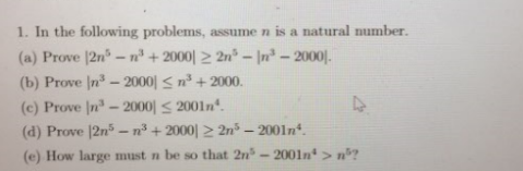 Solved In the following problems, assume n is a natural | Chegg.com