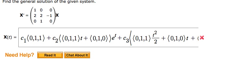 Solved Find the general solution of the given system. X' = | Chegg.com