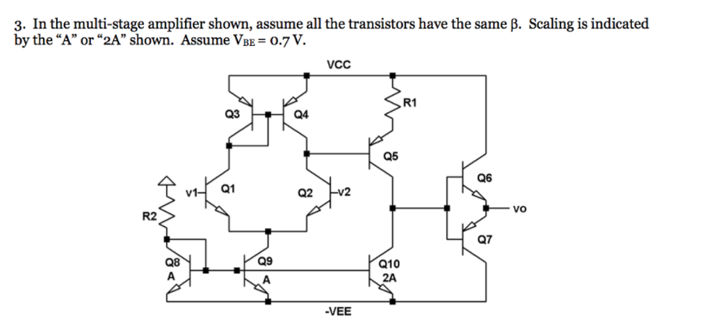 Solved In the multi-stage amplifier shown, assume all the | Chegg.com