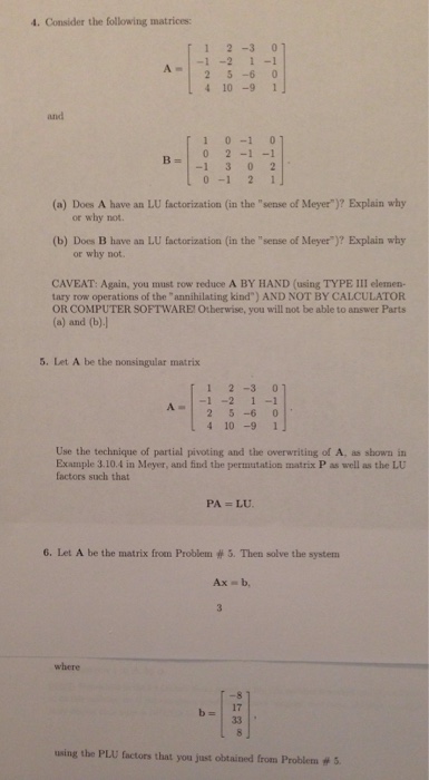 4. Consider the following matrices: | Chegg.com