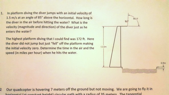 Solved In platform diving the diver jumps with an initial | Chegg.com