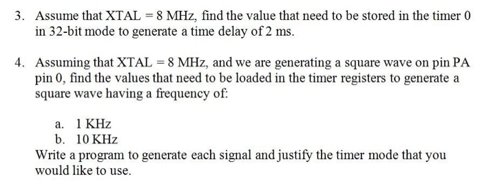 3. Assume that XTAL 8 MHz, find the value that need | Chegg.com