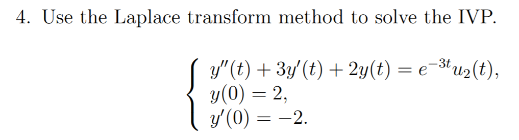 Solved 4. Use the Laplace transform method to solve the IVP | Chegg.com