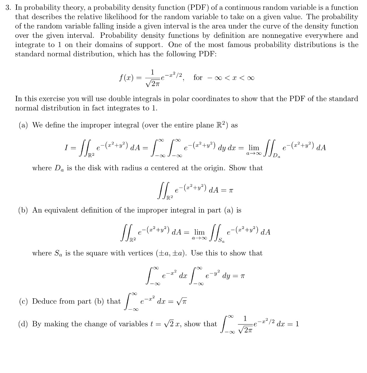 Solved In probability theory, a probability density function | Chegg.com