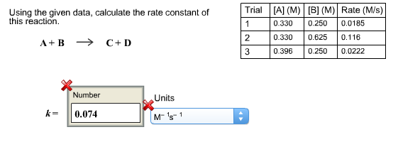Solved Using the given data, calculate the rate constant of | Chegg.com