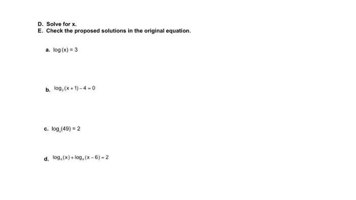 Solved 4. Solving Logarithmic Functions Solving logarithmic | Chegg.com