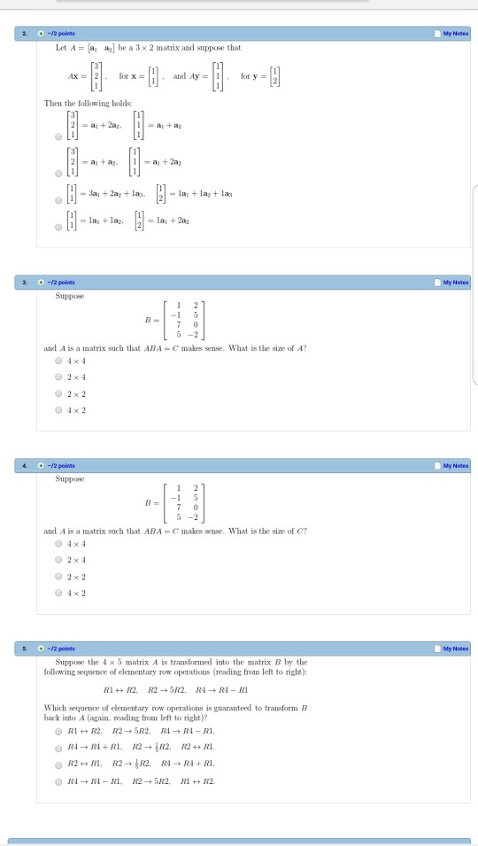 Solved 2. 0-12 points My N Let A=[a1 a2] be a 3x 2 matrix | Chegg.com