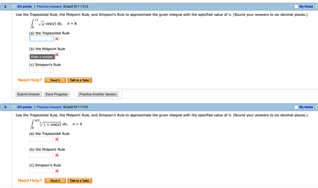 Solved 2. 0/3 points | Previous Answers SCalcET8 7.7.013. My | Chegg.com