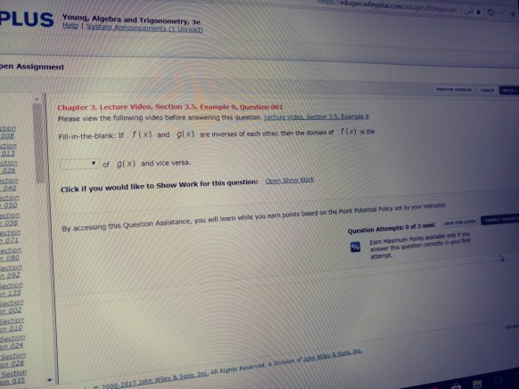 Solved Young, Algebra and Trigonometry, 3e en Assignment | Chegg.com