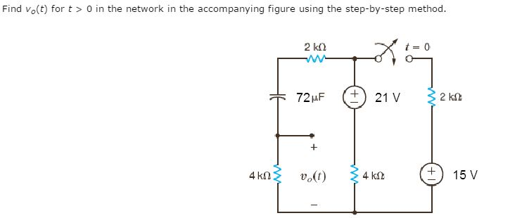 Solved Find v0(t) for t > 0 in the network in the | Chegg.com