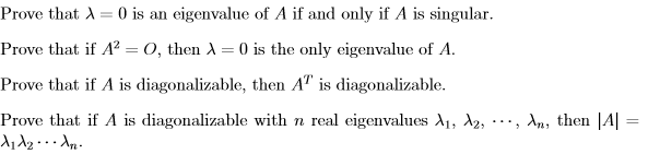Solved Prove that lambda = 0 is an eigenvalue of A if and | Chegg.com