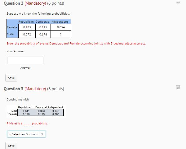 Solved Suppose we know the following probabilities: Enter | Chegg.com