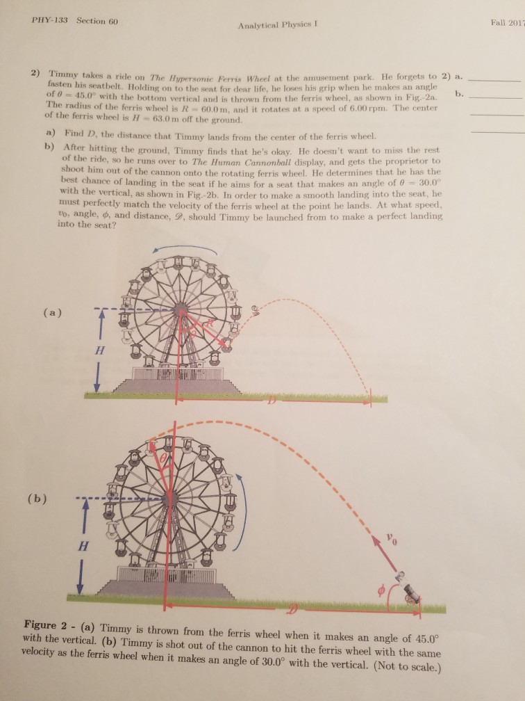 Solved PHY-133 Section 60 Fall 2017 Analytical Physics I 2) | Chegg.com