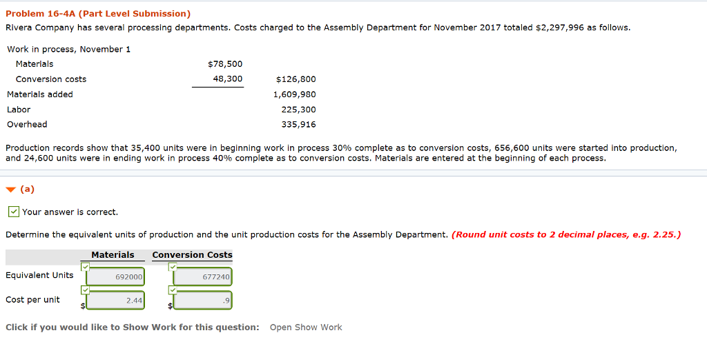 Solved Problem 16-4A (Part Level Submission) Rivera Company | Chegg.com