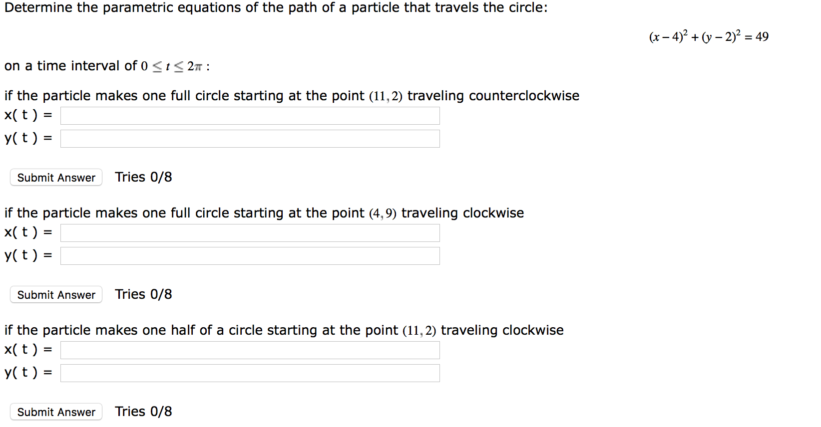 Solved Determine the parametric equations of the path of a | Chegg.com