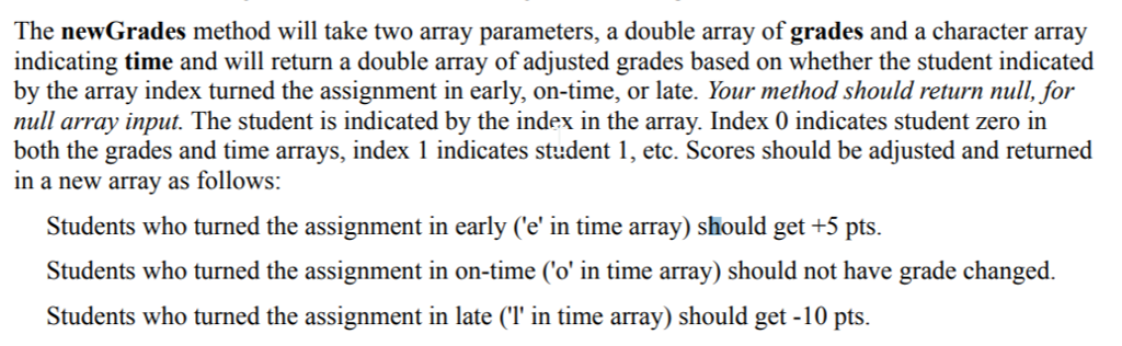 Solved The newGrades method will take two array parameters, | Chegg.com
