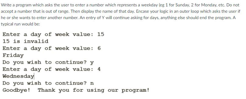 Solved Write a program which asks the user to enter a number | Chegg.com