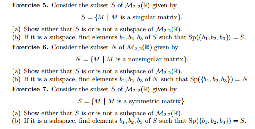 Solved Exercise 5. Consider the subset S of M2,2(R) given by | Chegg.com