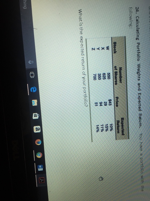 Solved Calculating Portfolio Weights and Expected Return. | Chegg.com