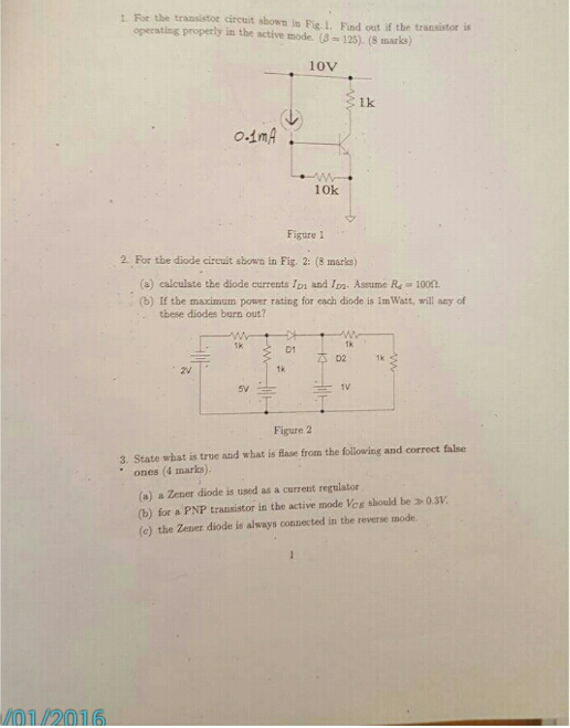 Solved For the transistor circuit shown in Fig i. Find out | Chegg.com