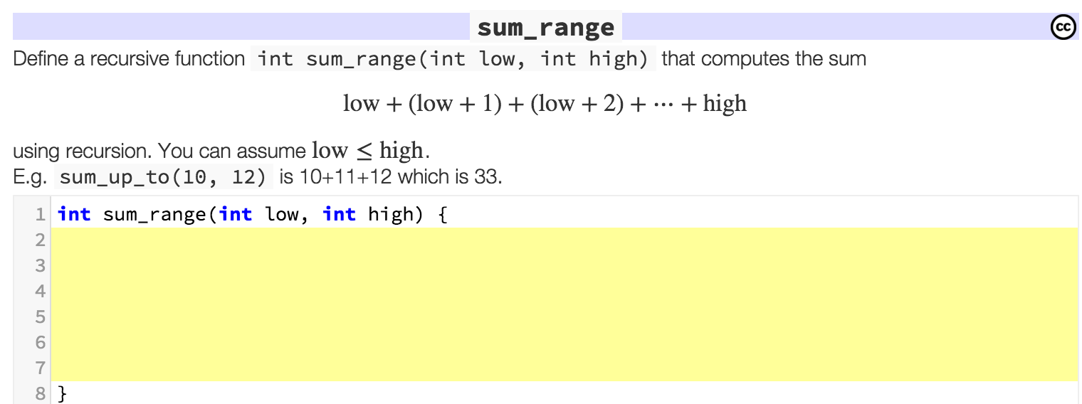 Solved Define A Recursive Function Int Sumrange Int Low