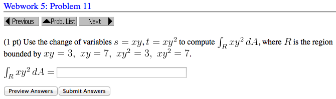 Solved Use the change of variables s = xy, t = xy^2 to | Chegg.com