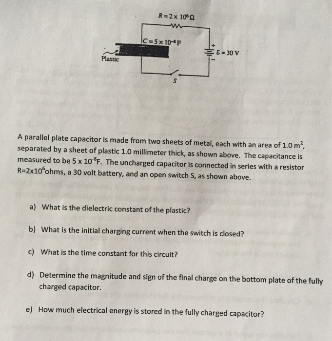 Solved A parallel plate capacitor is made from two sheets of | Chegg.com