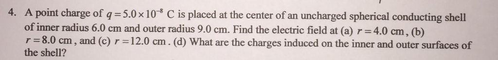 Solved A point charge of q = 5.0 Times 10^-8 C is placed at | Chegg.com