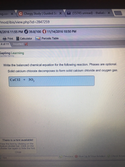 Solved Write the balanced chemical equation for the | Chegg.com