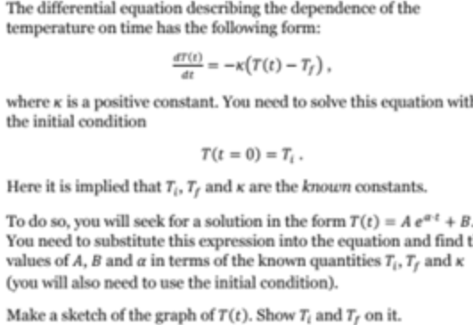 Solved The differential equation describing the dependence | Chegg.com