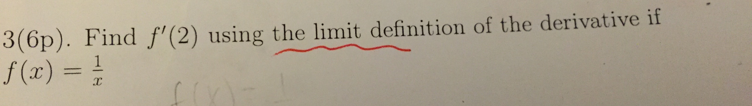 Solved Find f'(2) using the limit definition of the | Chegg.com