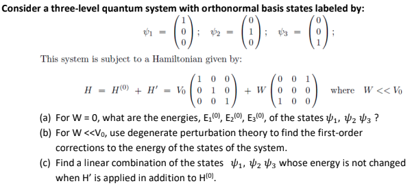 Solved Consider a three-level quantum system with | Chegg.com