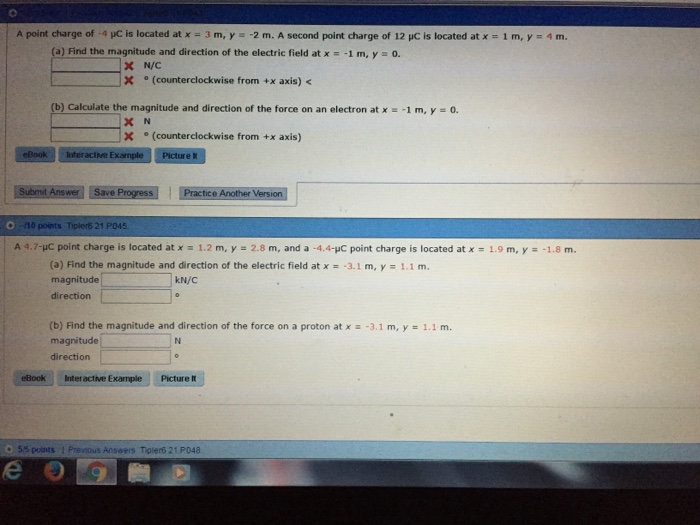 Solved A point charge of -4 mu C is located at x = 3 m, y = | Chegg.com