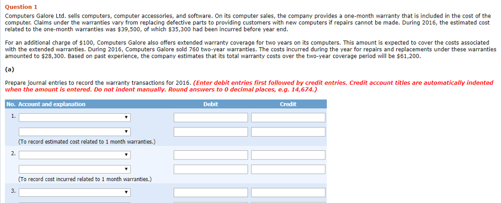 Solved Question 1 Computers Galore Ltd. sells computers, | Chegg.com