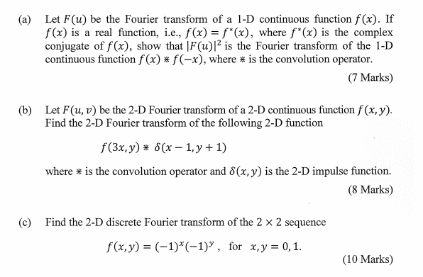 Solved Let F(u) be the Fourier transform of a 1-D continuous | Chegg.com