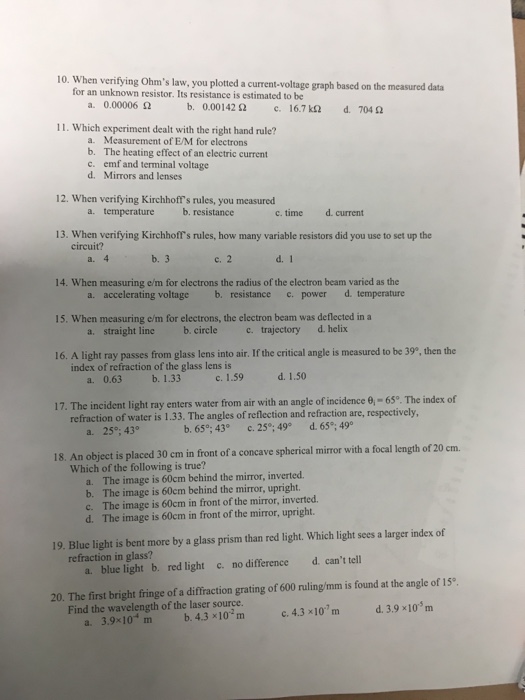 Solved When verifying Ohm's law, you plotted a | Chegg.com