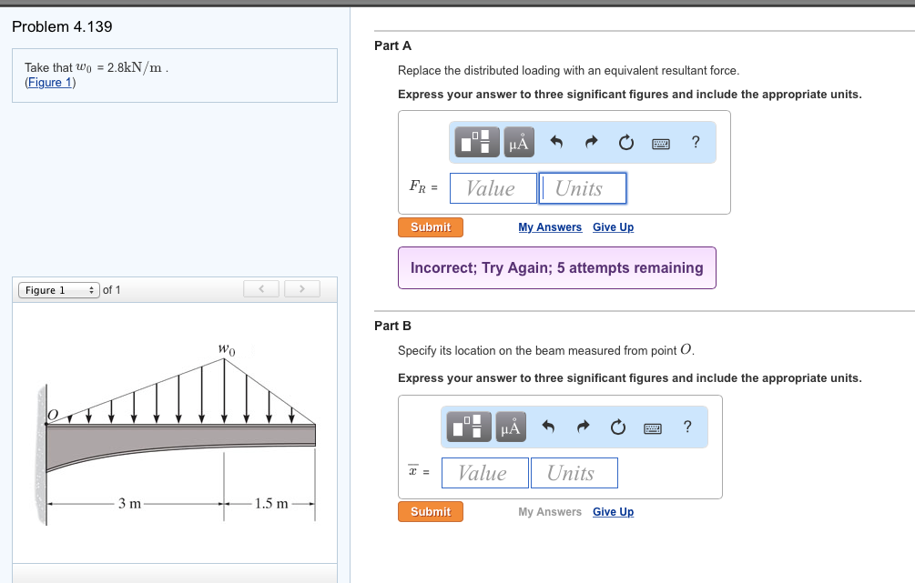 Solved Problem 4.139 Take that w0 = 2.8kN/m. Part A Replace | Chegg.com