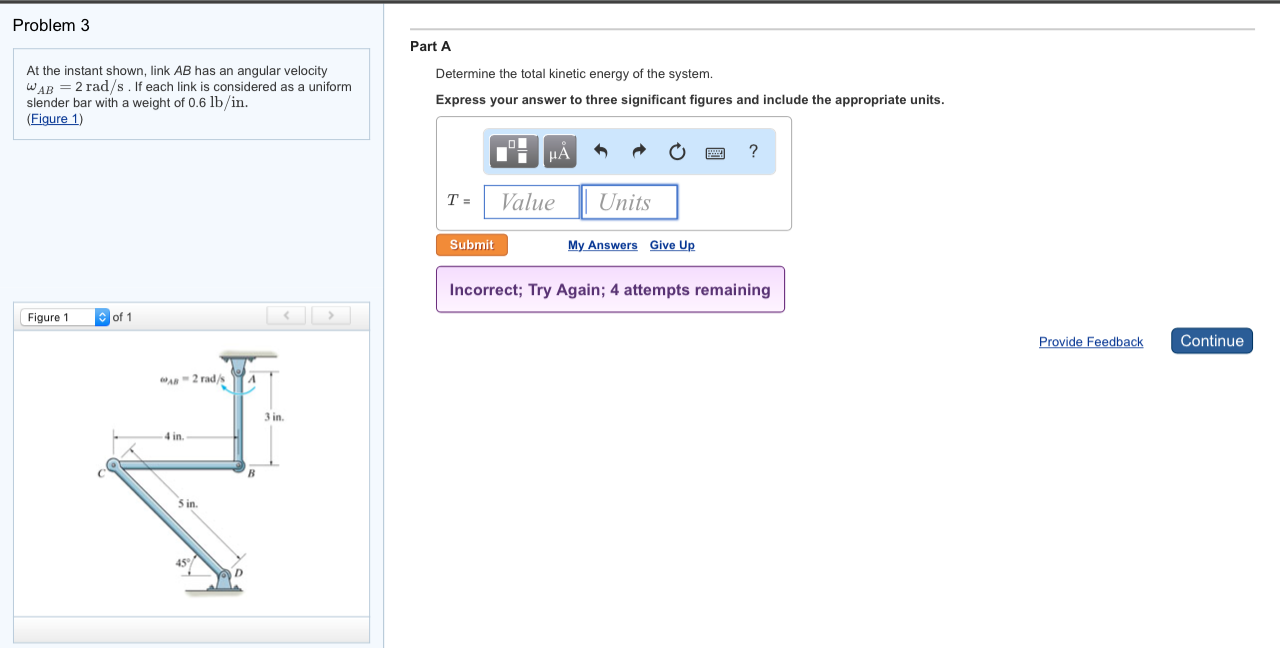 Solved At the instant shown, link AB has an angular velocity | Chegg.com