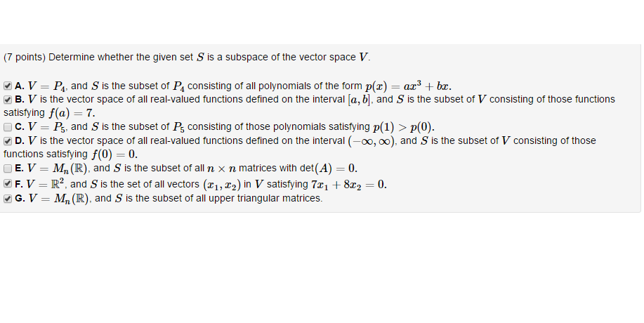 Solved Determine Whether The Given Set S Is A Subspace Of