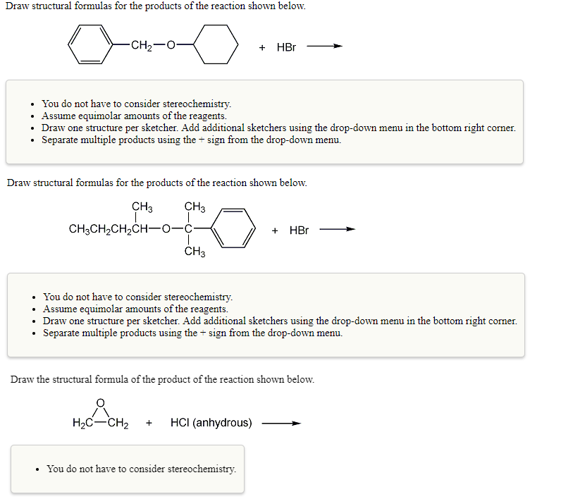 Solved Ether/Epoxide Cleavage: Draw structural formulas for | Chegg.com