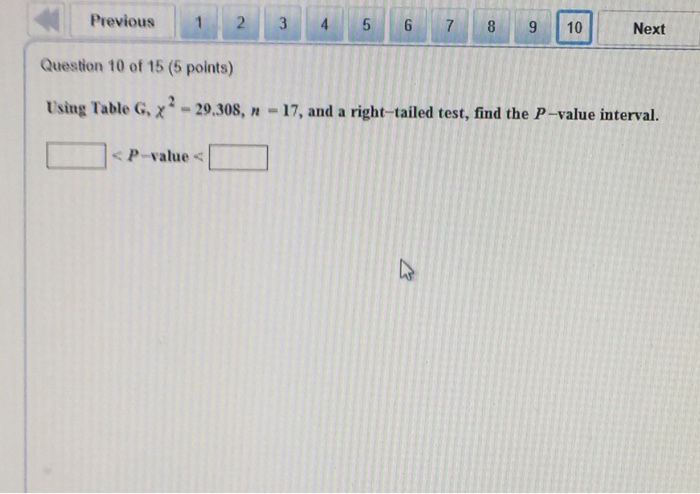 Solved Using Table G, x2 = 29.308, n = 17, and a | Chegg.com