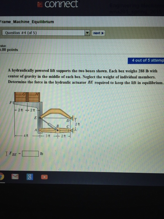 Solved A hydraulically powered lift supports the two boxes | Chegg.com