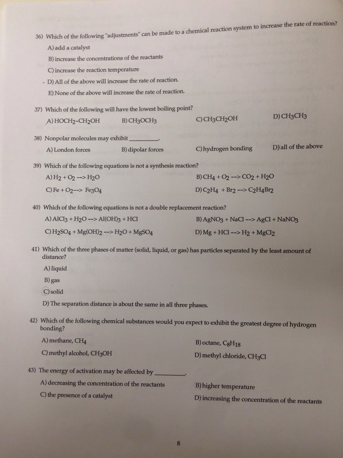 Solved 28 Which Factors Would Decrease The Rate Of A Chegg