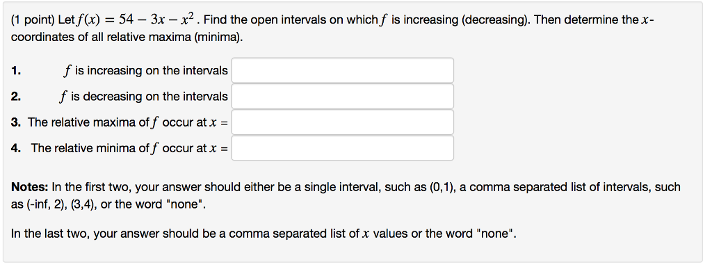 Solved (1 point) Letf(x) 6x +-. Find the open intervals on | Chegg.com