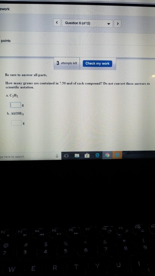 Solved ework Question 6 (of 12) points 3 attempts left Check | Chegg.com