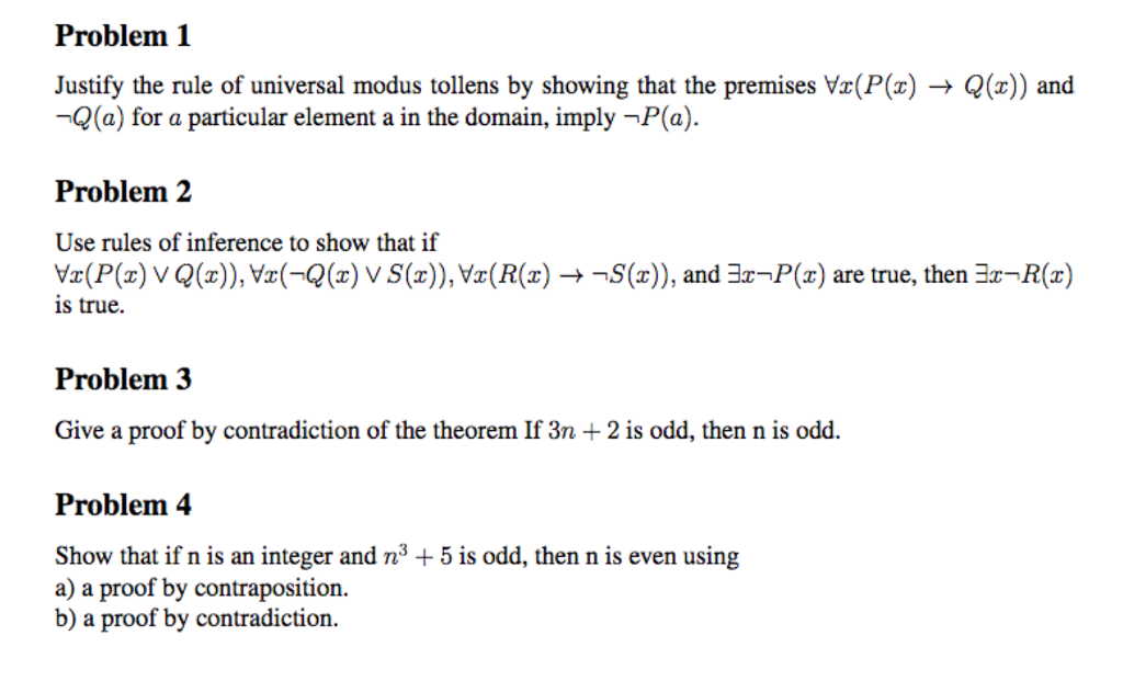 Solved Problem 1 Justify the rule of universal modus tollens | Chegg.com